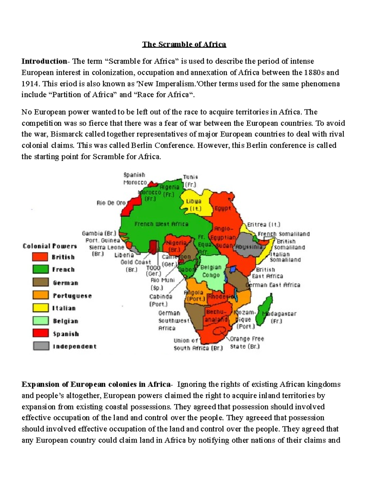 Scramble for Africa ,Causes of the Scramble for Africa - The Scramble ...