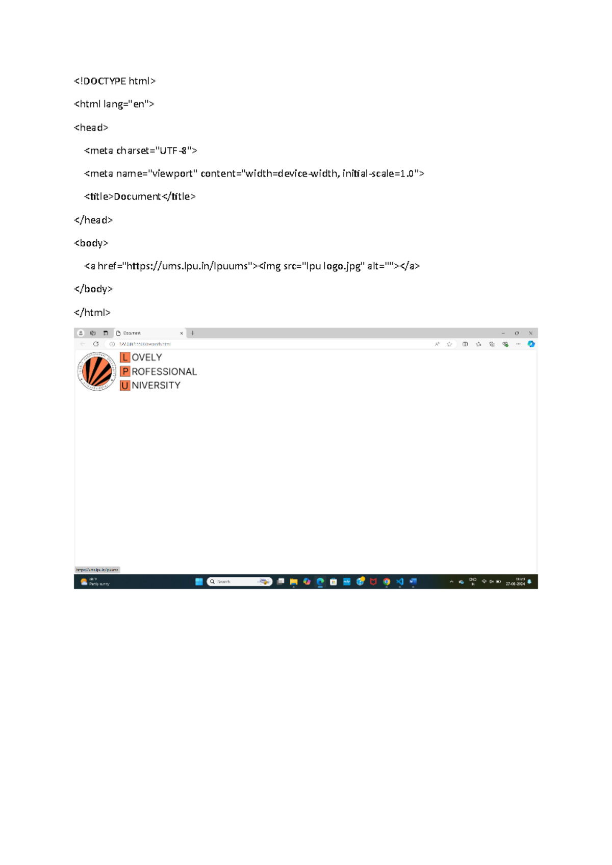 Ca1 cse326 - ca1 modelpaper - HTML and CSS - Document AB OVELY ROFESSIONAL U NIVERSITY Q ENG 10: ...