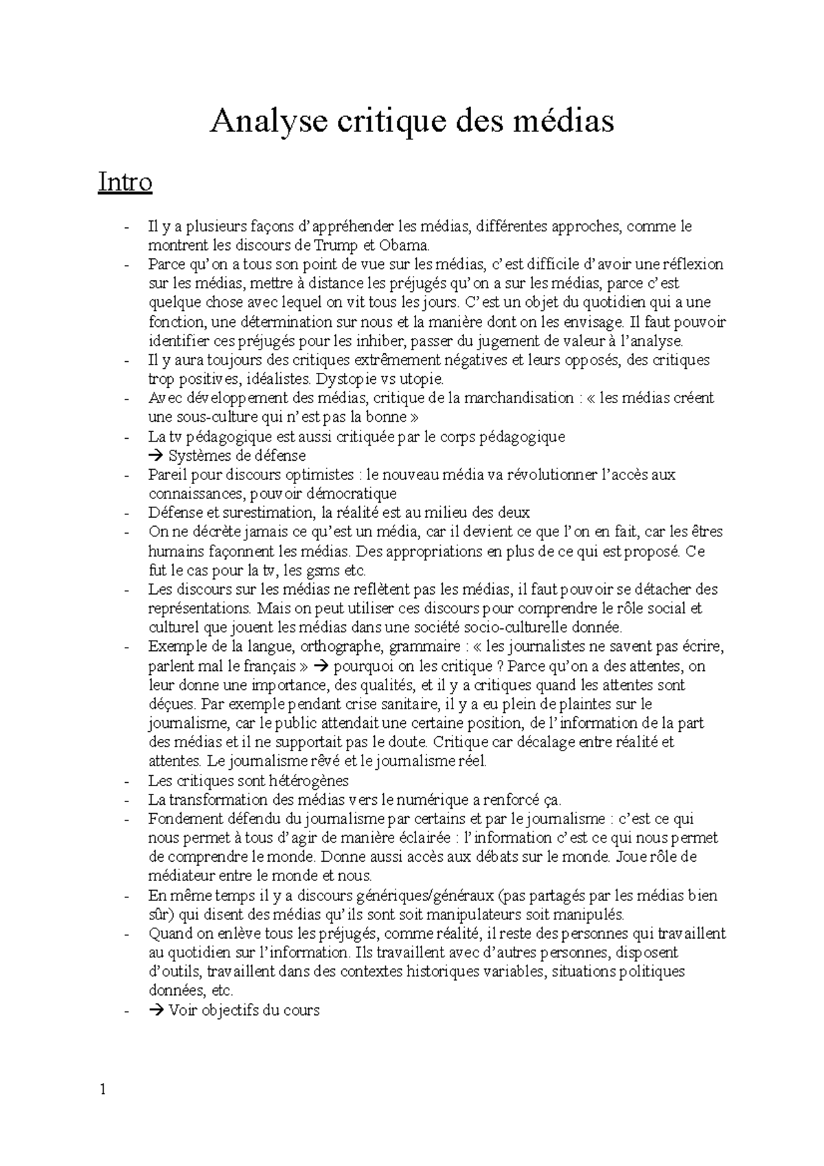 Analyse critique des médias - Analyse critique des médias Intro - Il y ...