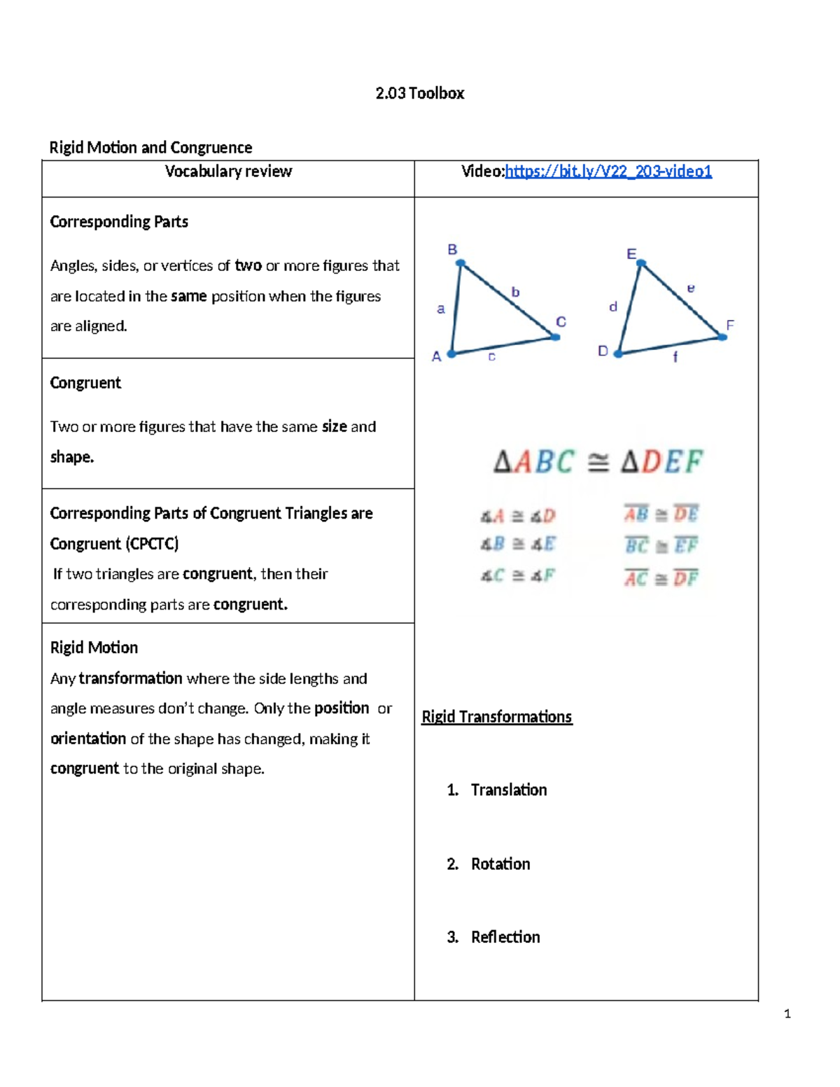 2.03 toolbox Finished - It is math notes - 2 Toolbox Rigid Motion and ...