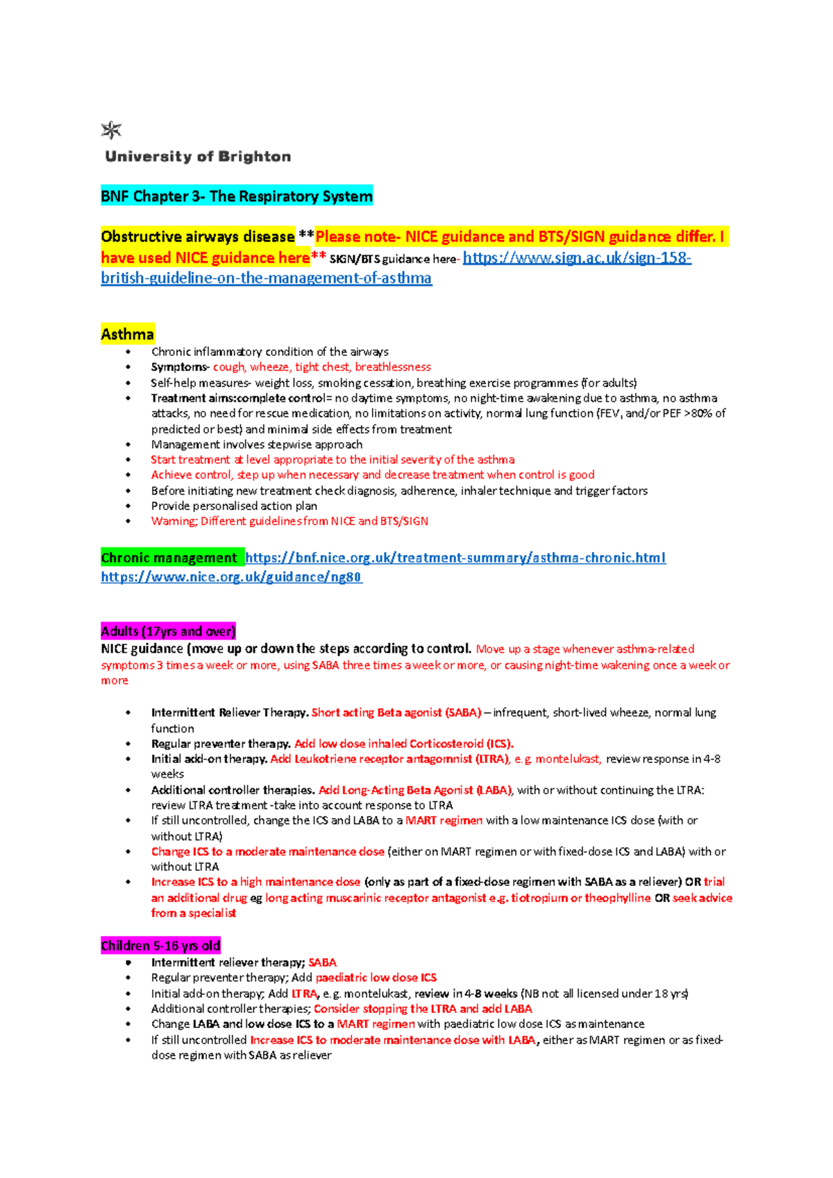 BNF Chapter 3 Respiratory 1 - BNF Chapter 3- The Respiratory System ...