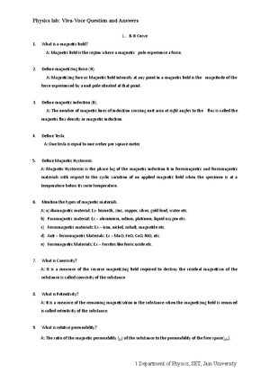 Physics Lab viva questions Planck’s constant - Physics lab: Viva-Voce Question and Answers 1 ...