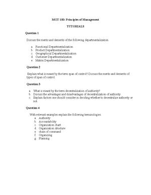 MGT 100 2023 Course Outline - MODULE/COURSE OUTLINE Faculty FACULTY OF ...