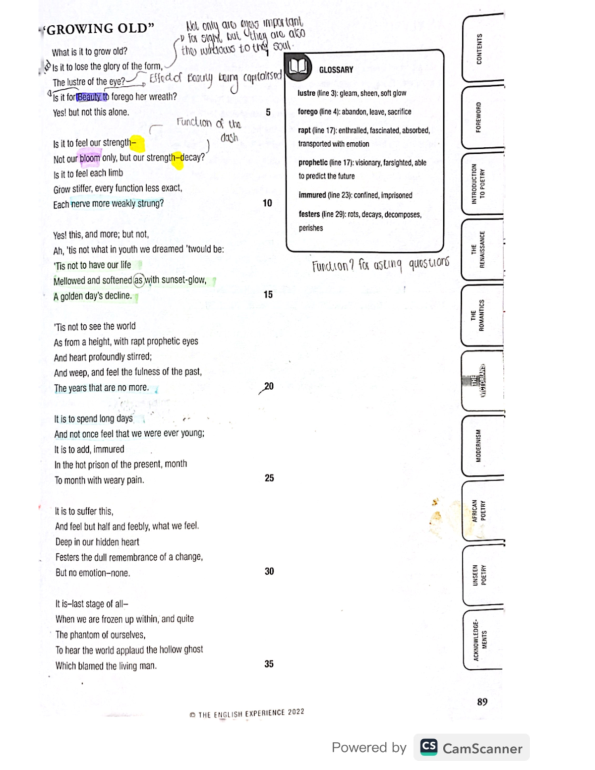 Growing old and remember poem questions - eng102 - Studocu