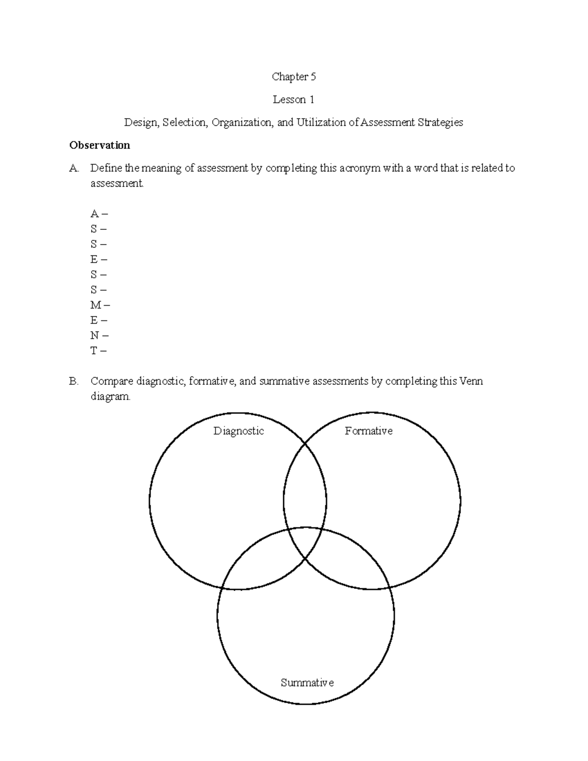 FS 1 - Chapter 5 - none - Chapter 5 Lesson 1 Design, Selection ...