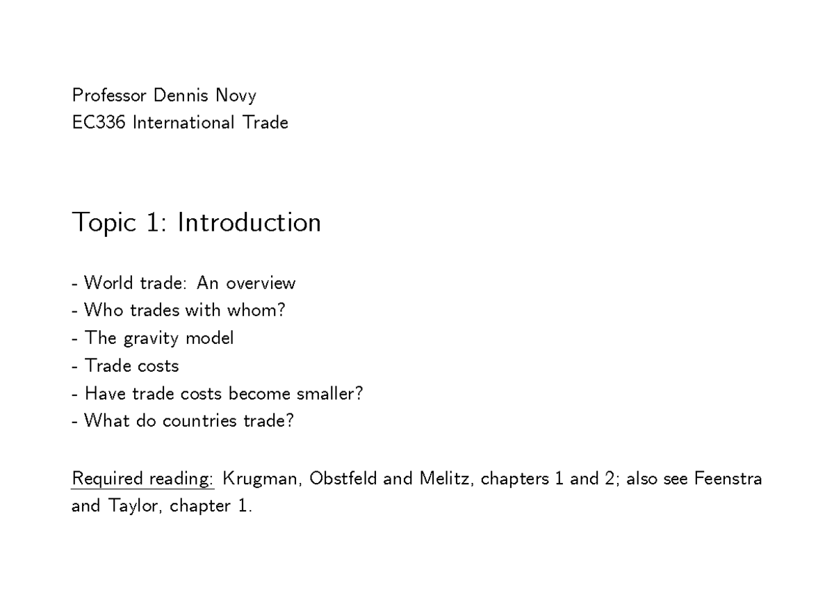 Ec336topic 1 - Introductory slide - Professor Dennis Novy EC336 ...