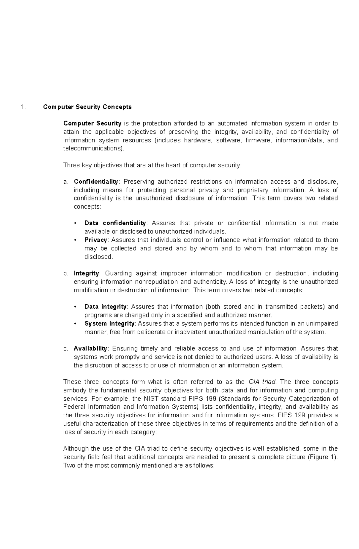 Electronics Data Communications - Computer Security Concepts Computer ...