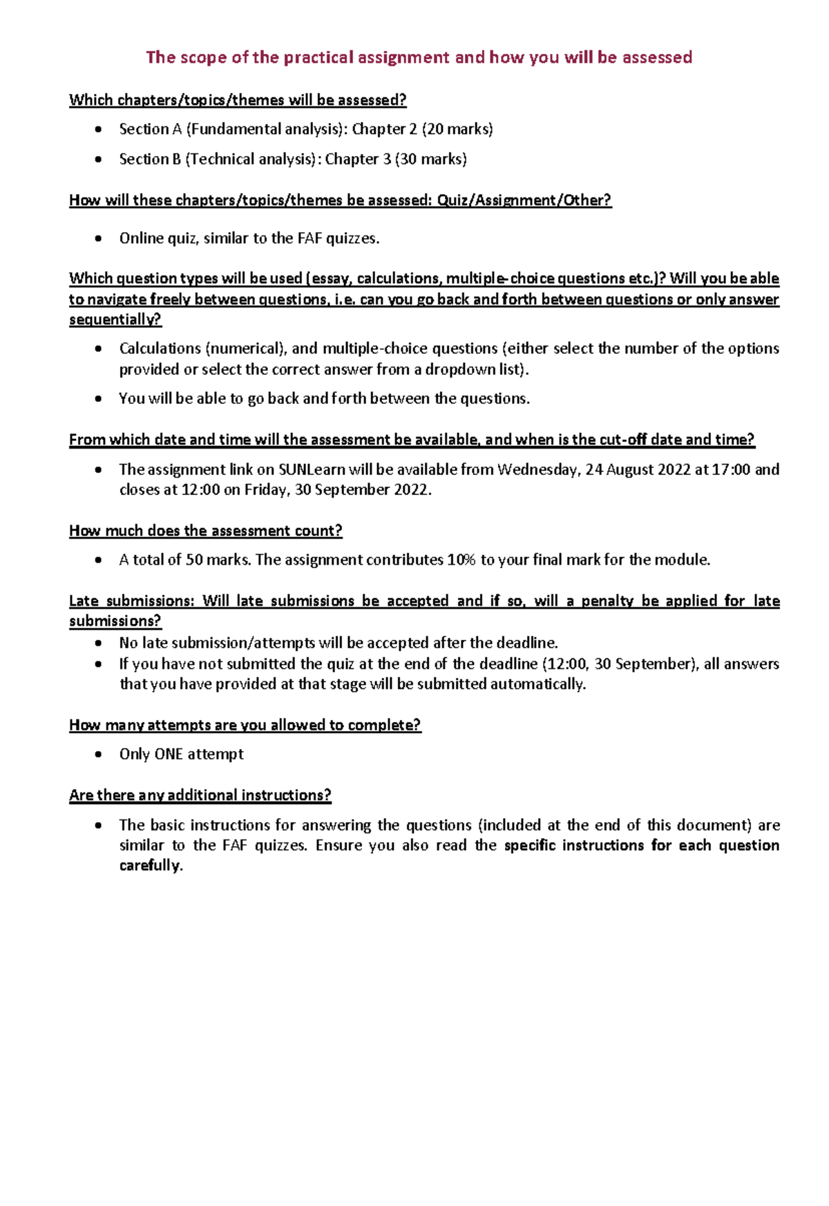 The scope of the assignment and how you will be assessed - The scope of ...