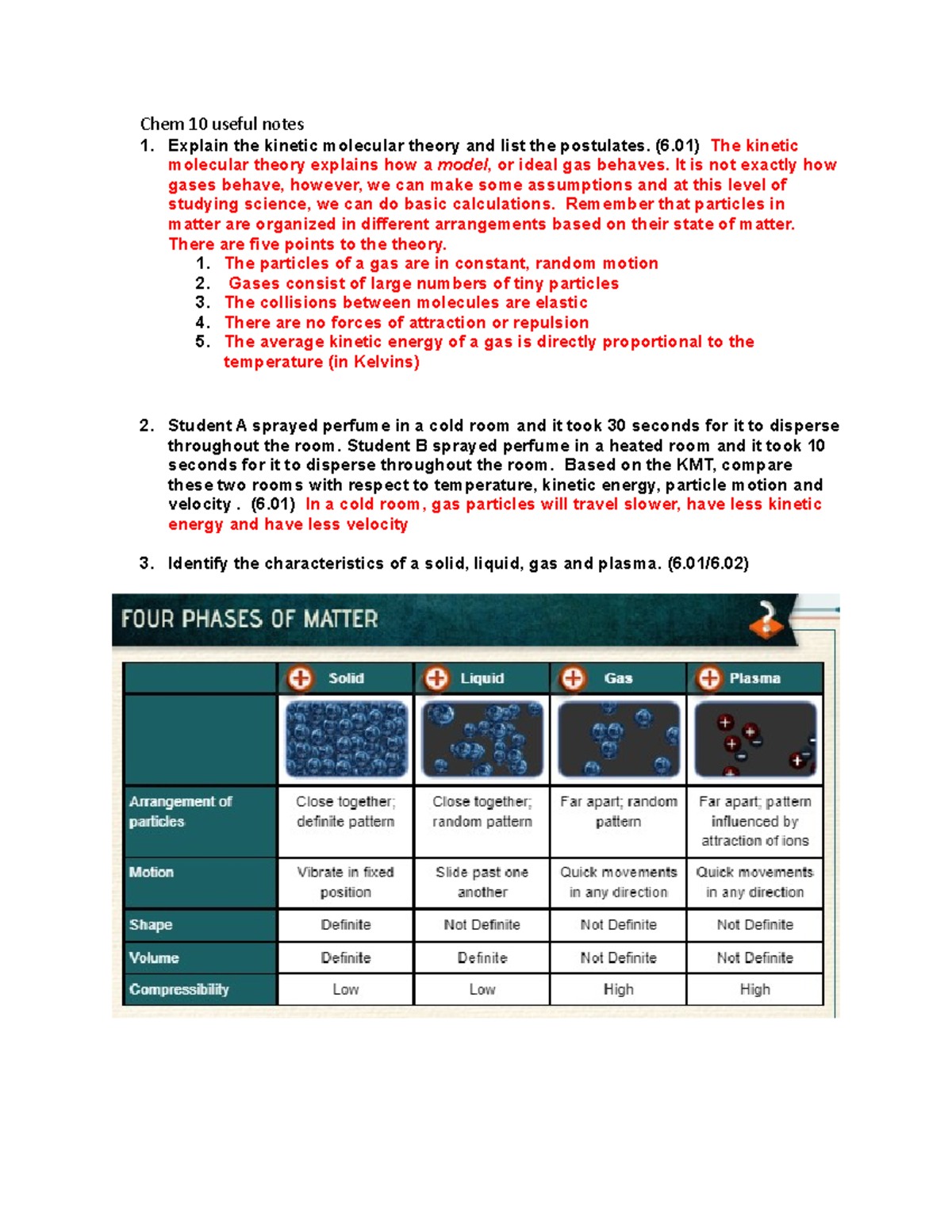Chem 10 useful notes - Chem 10 useful notes Explain the kinetic ...