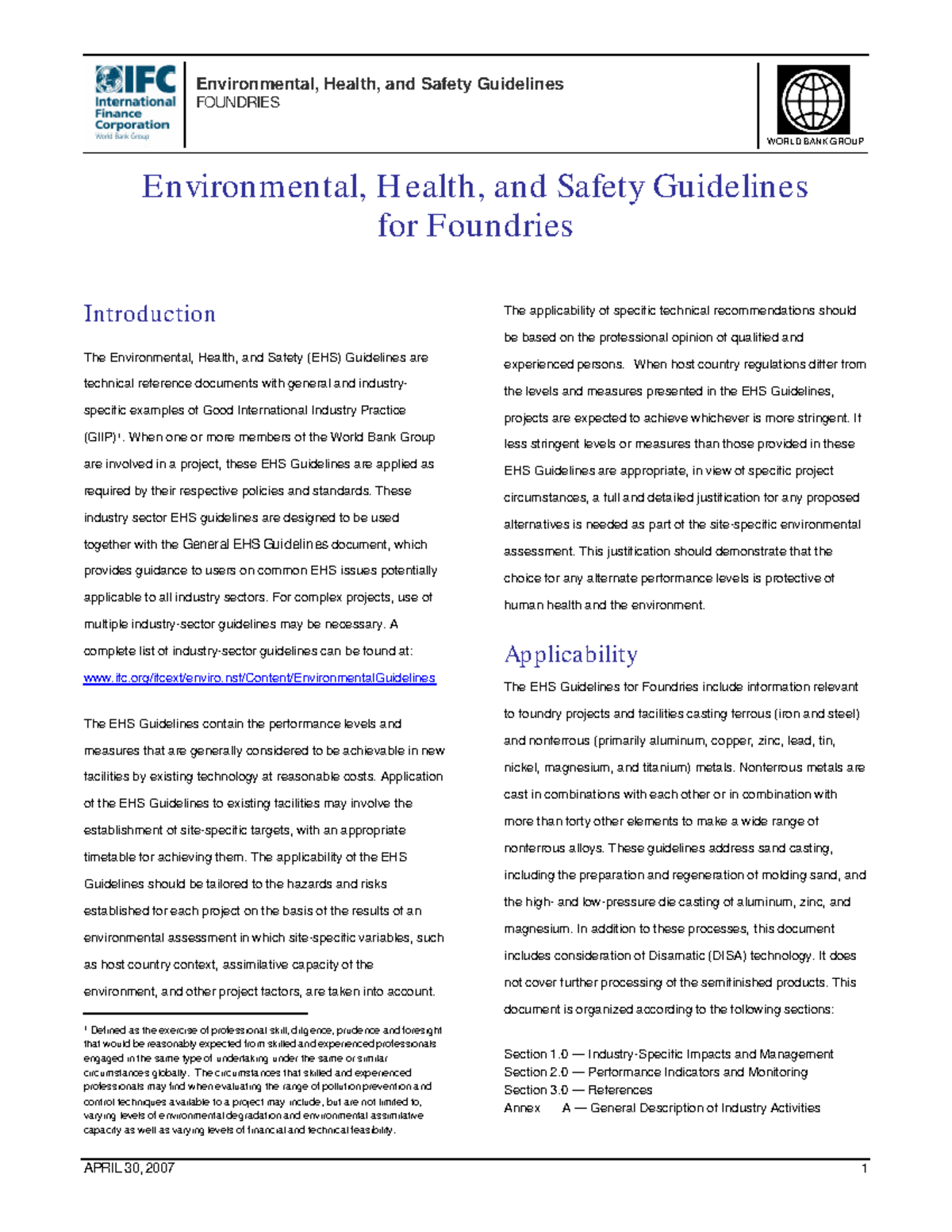 2007 foundries ehs guidelines en - FOUNDRIES WORLD BANK GROUP ...