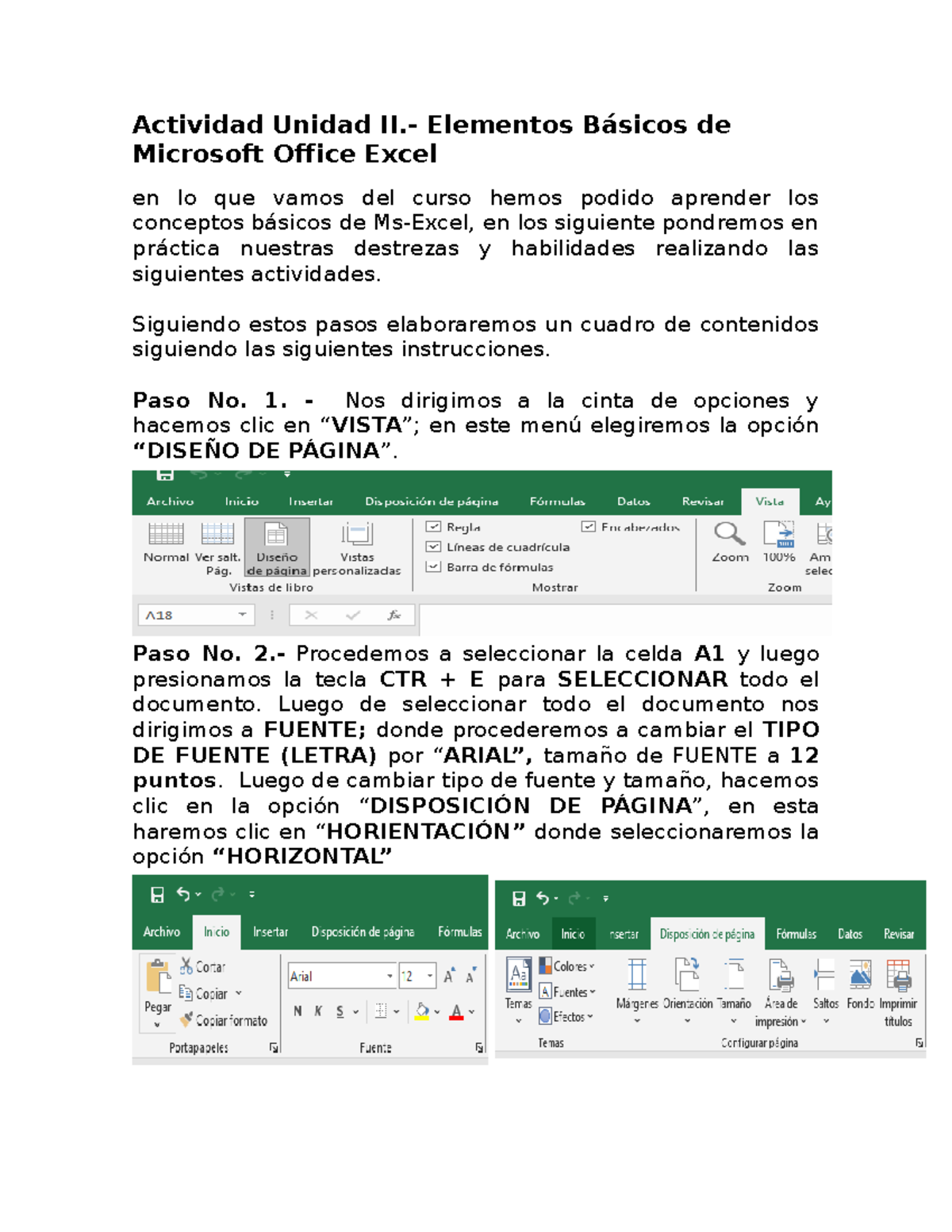 Actividad Unidad II Elementos Basicos DE MS Excel - Actividad Unidad II.- Elementos Básicos de ...