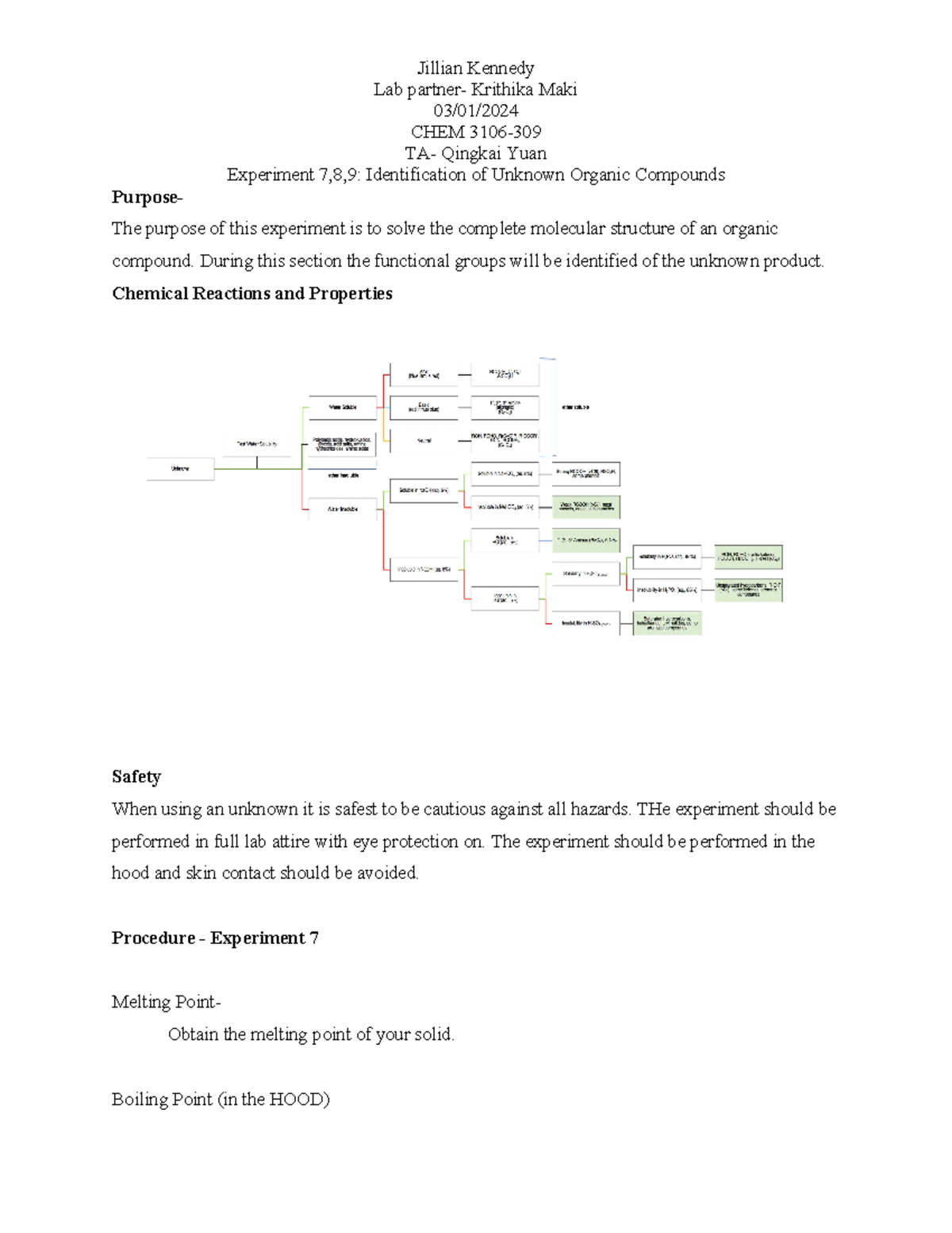 Experiment 7-9 - Lab report - Jillian Kennedy Lab partner- Krithika Maki 03/01/ CHEM 3106- TA ...