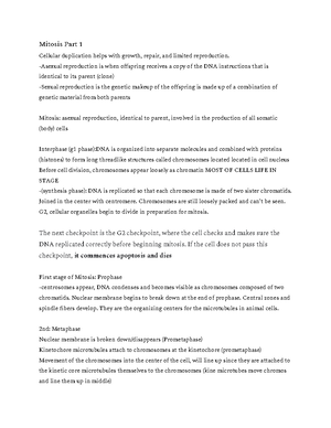 Biology 106 - Mitosis/Meiosis Lecture Part 2 - Mitosis Part 2 ...