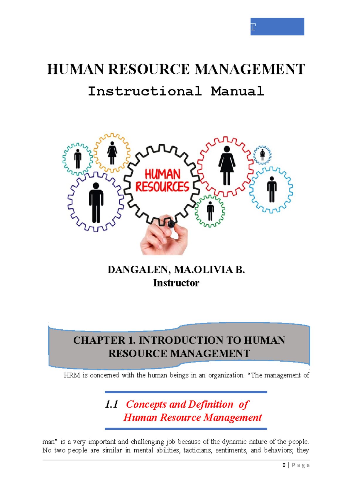 Hrm instructional manual 6 - HUMAN RESOURCE MANAGEMENT Instructional ...