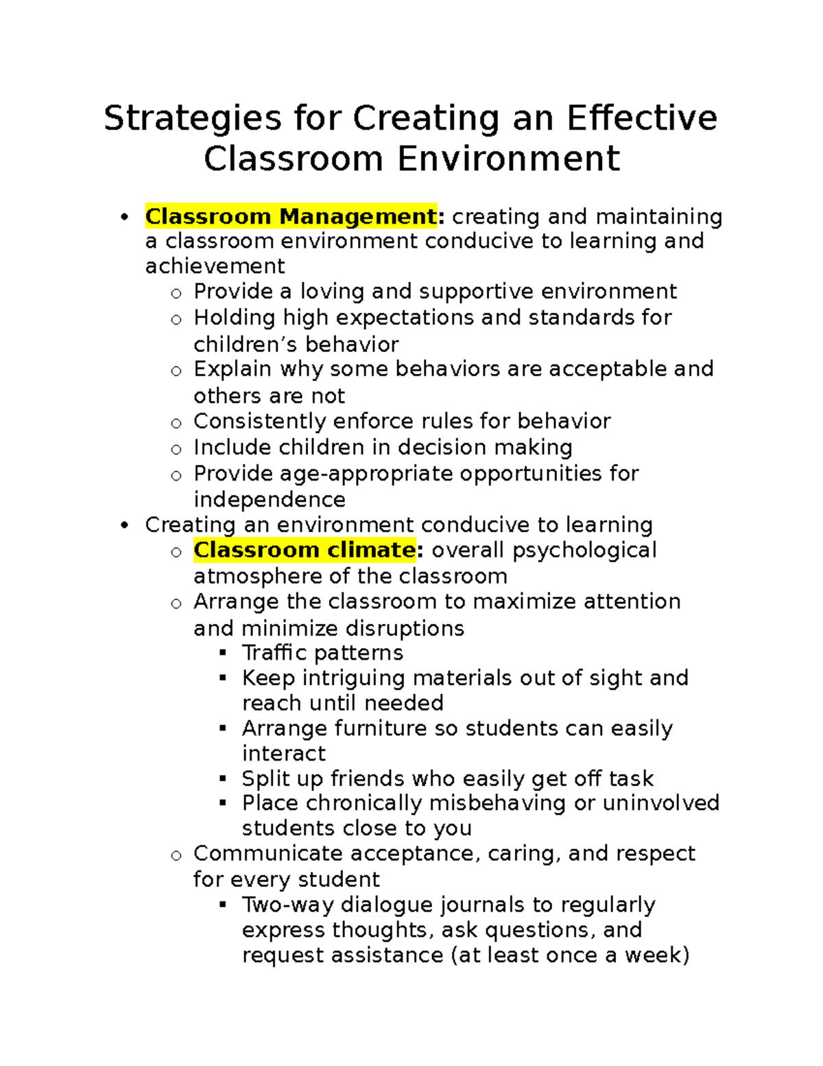 EPS 300 Chapter 10 Notes - Strategies for Creating an Effective ...