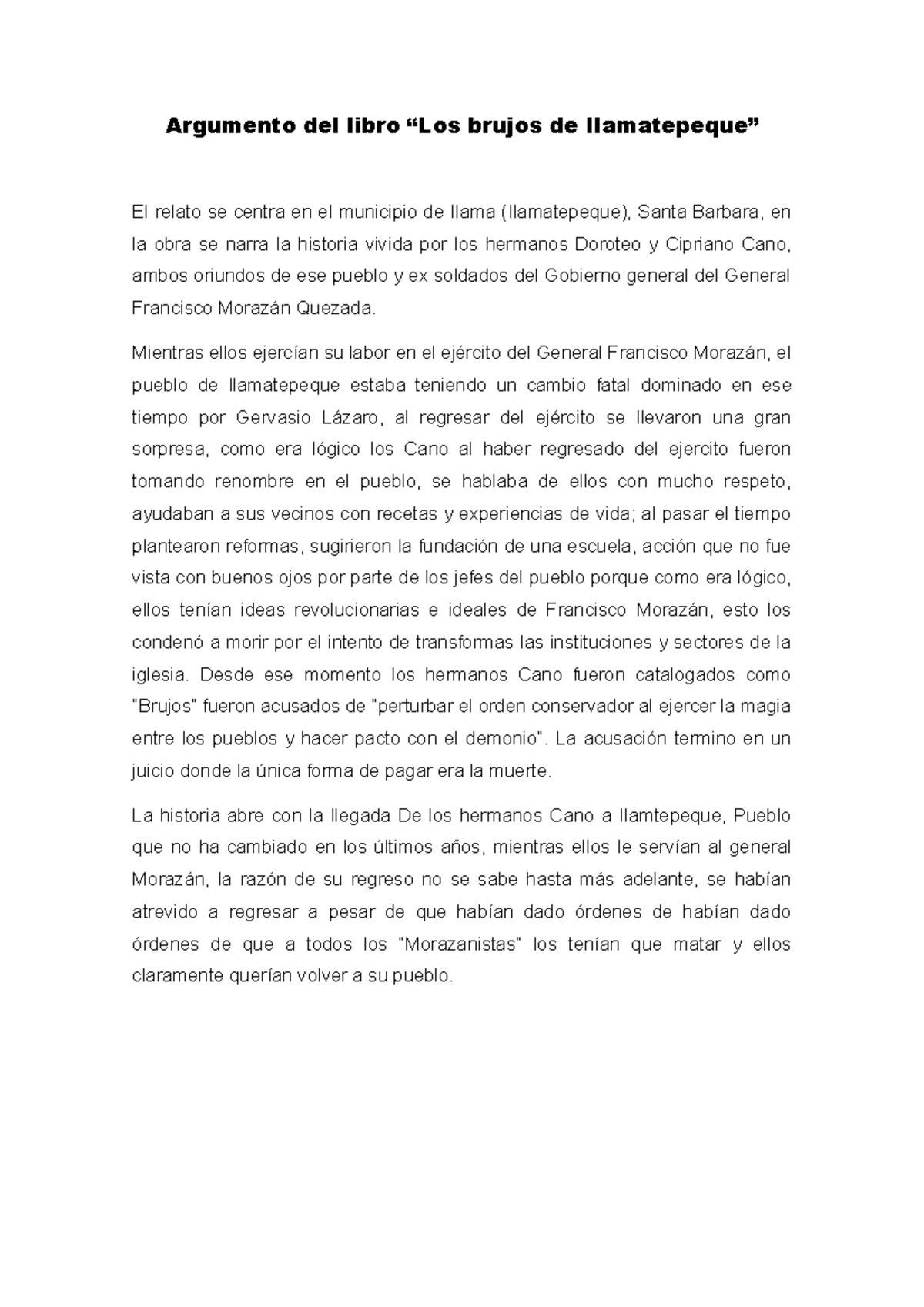 Argumento del Libro Los brujos de Ilama - Argumento del libro “Los brujos de Ilamatepeque” El ...