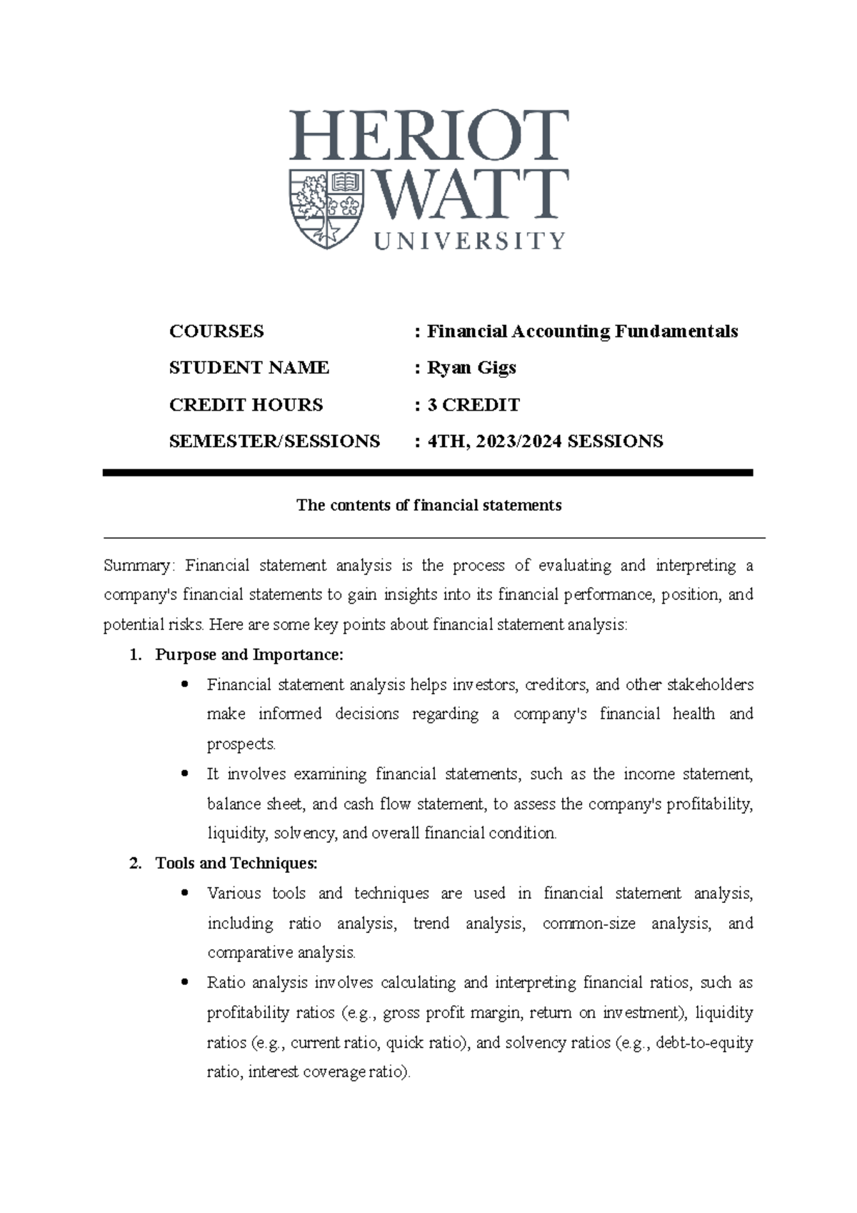 The contents of financial statements - COURSES : Financial Accounting ...