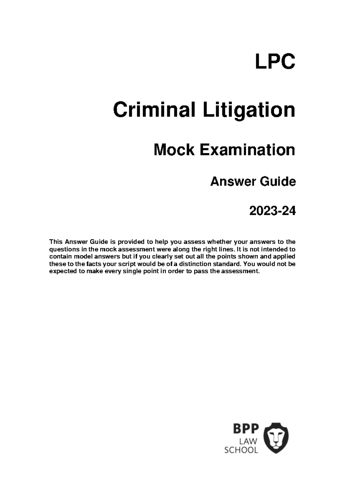 Criminal Litigation Mock 2023 Suggested answer - LPC Criminal ...