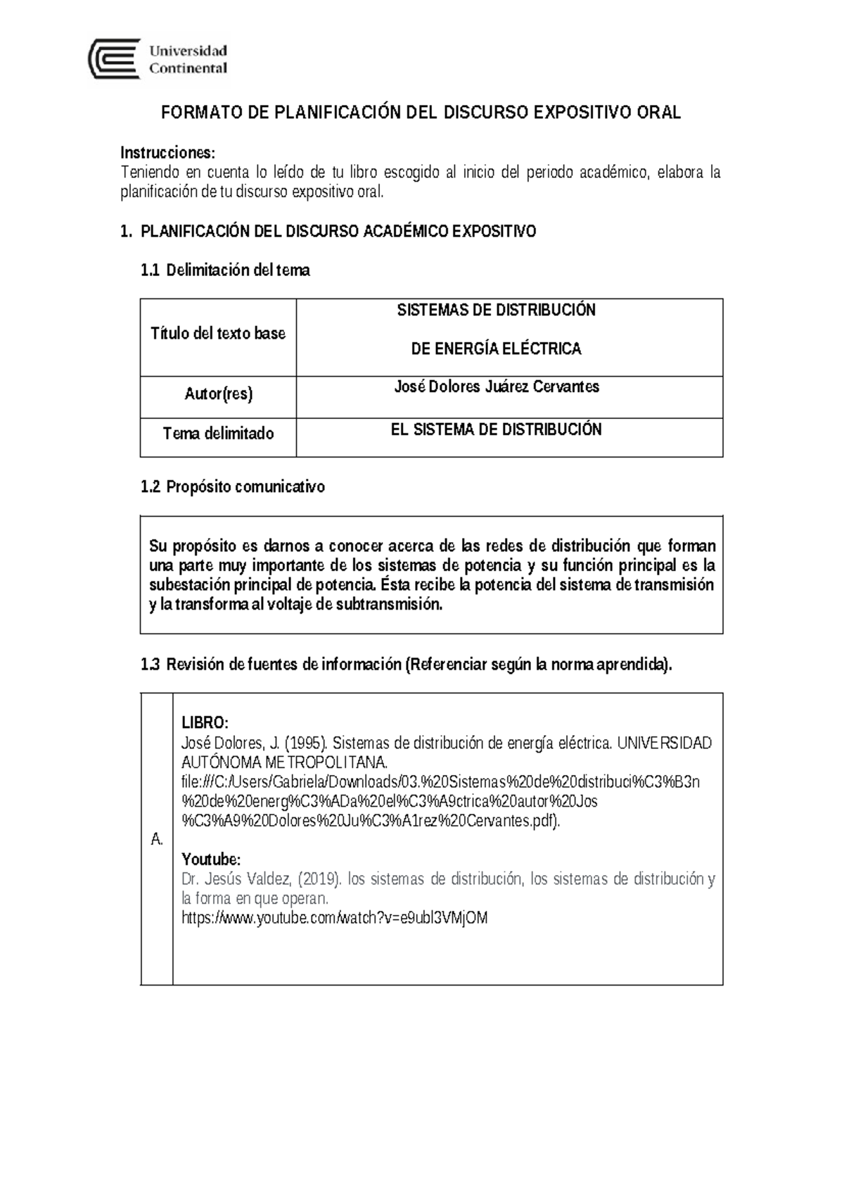 3. Formato DE Planificación DEL Discurso Expositivo ORAL - FORMATO DE ...