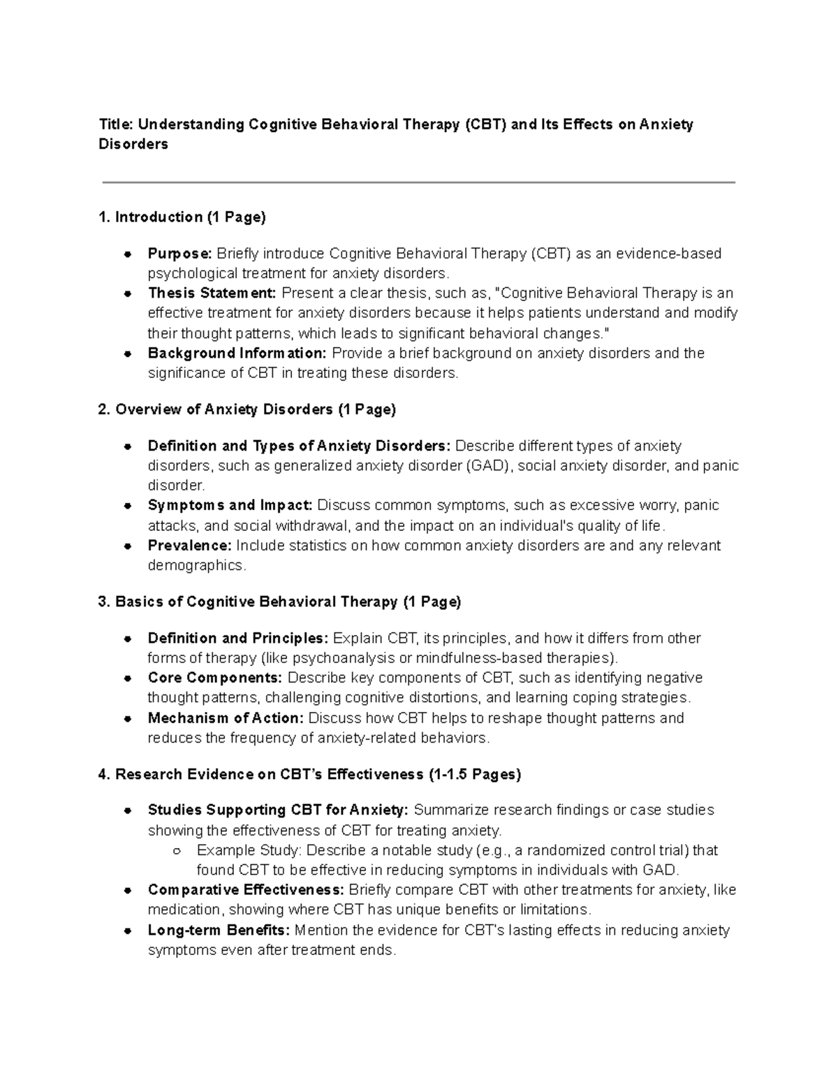 Title Understanding Cognitive Behavioral Therapy (CBT) and Its Effects ...