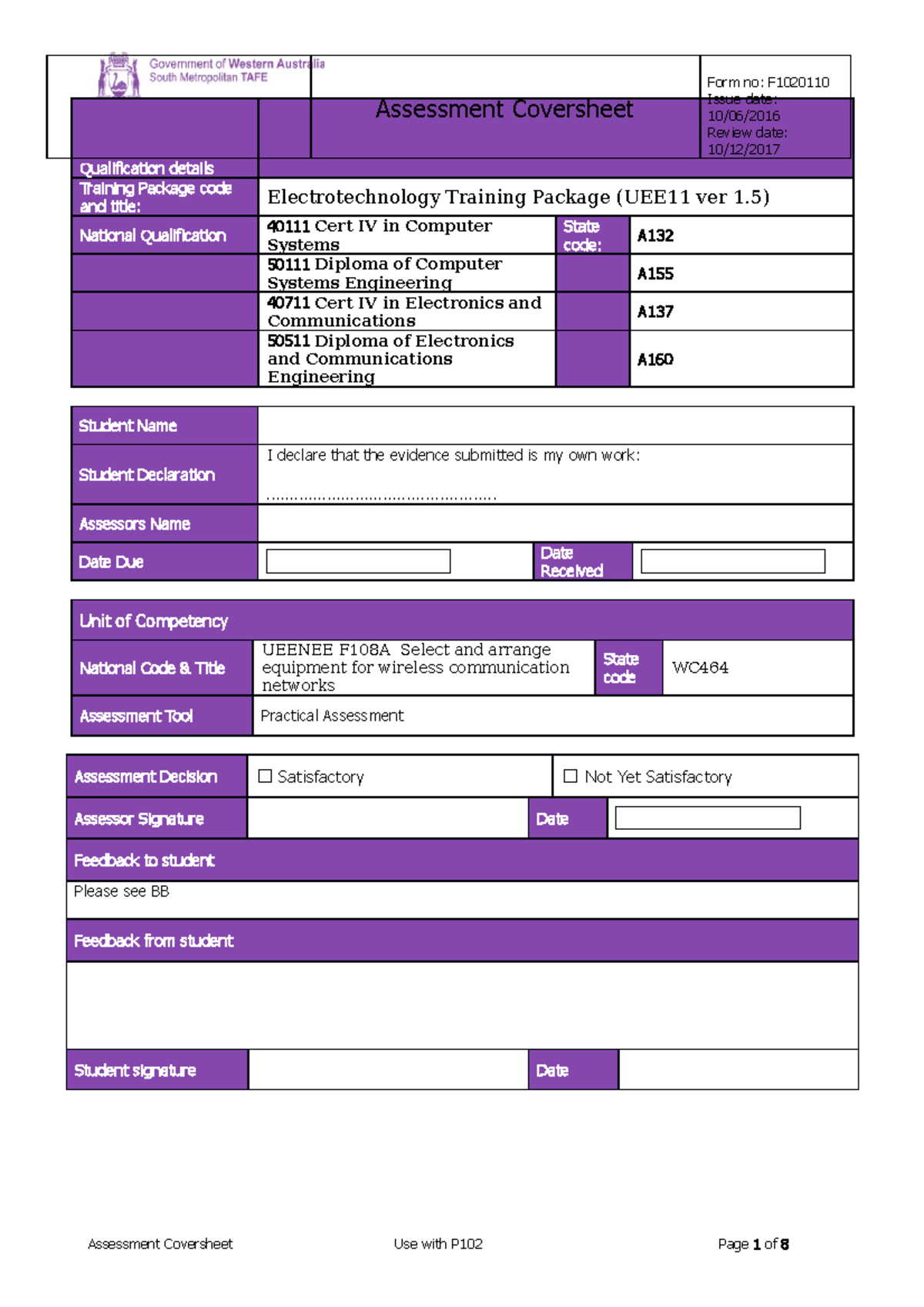 Practical Assessment Part 2 - Copy - Qualification details Training ...