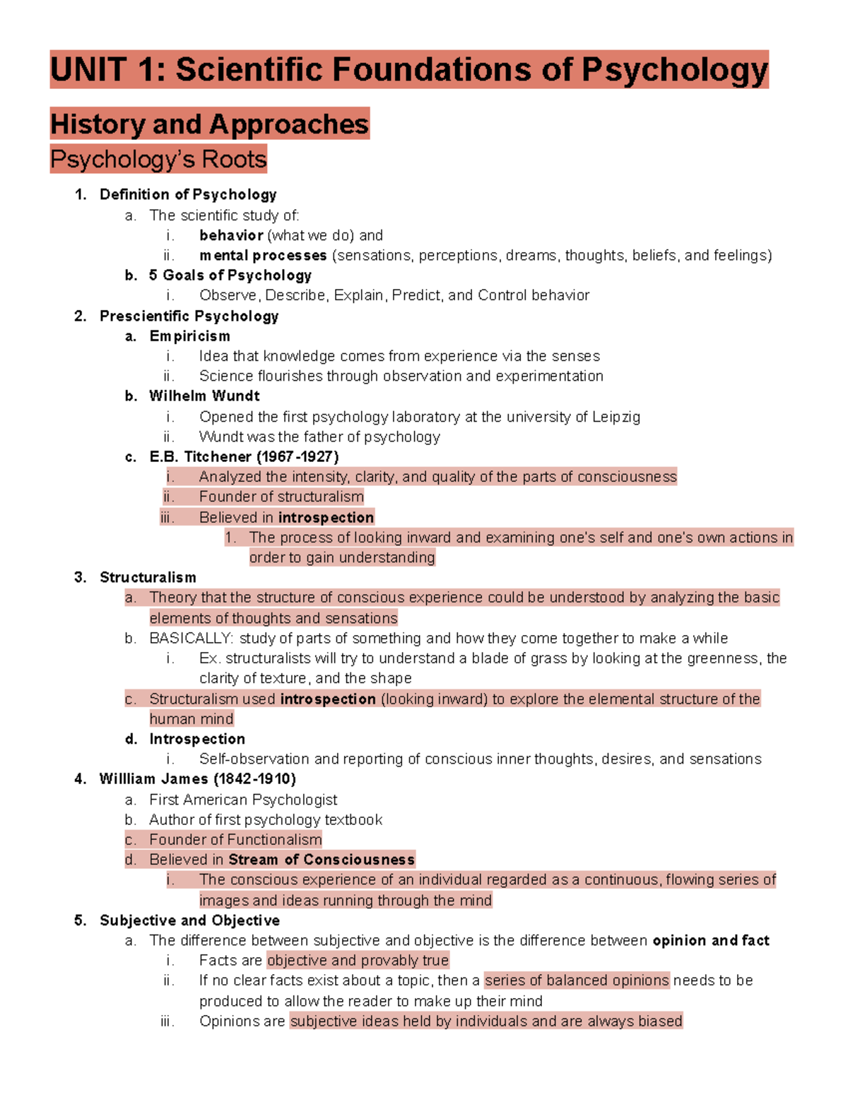 UNIT 1 Scientific Foundations of Psychology - UNIT 1: Scientific Foundations of Psychology ...