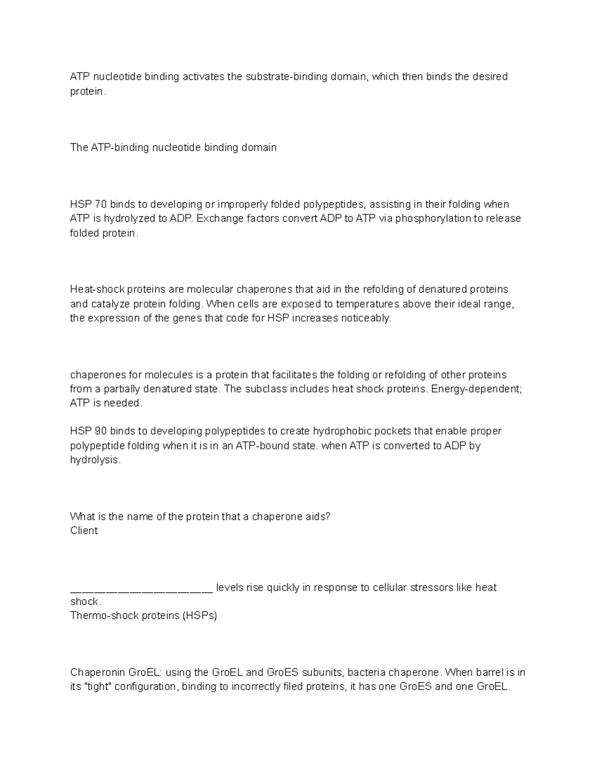 Bio 200 worksheet 10 - ... - ATP nucleotide binding activates the ...