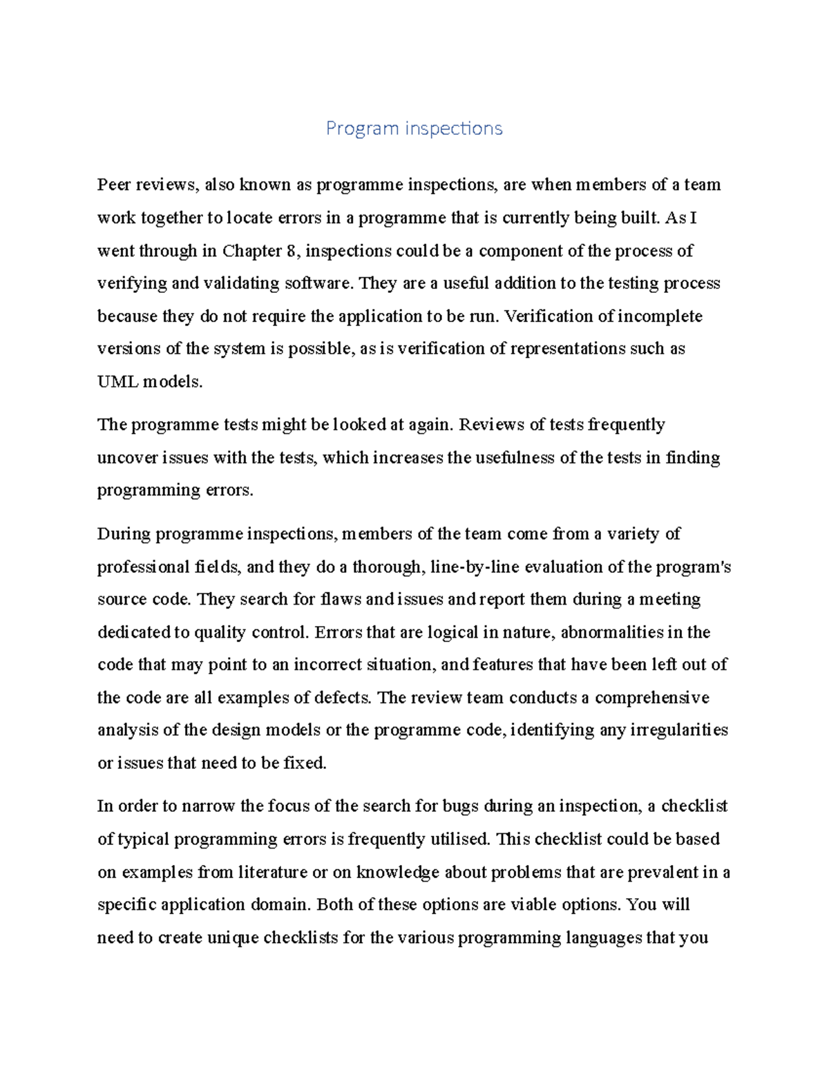 Program inspections - Program inspections Peer reviews, also known as ...