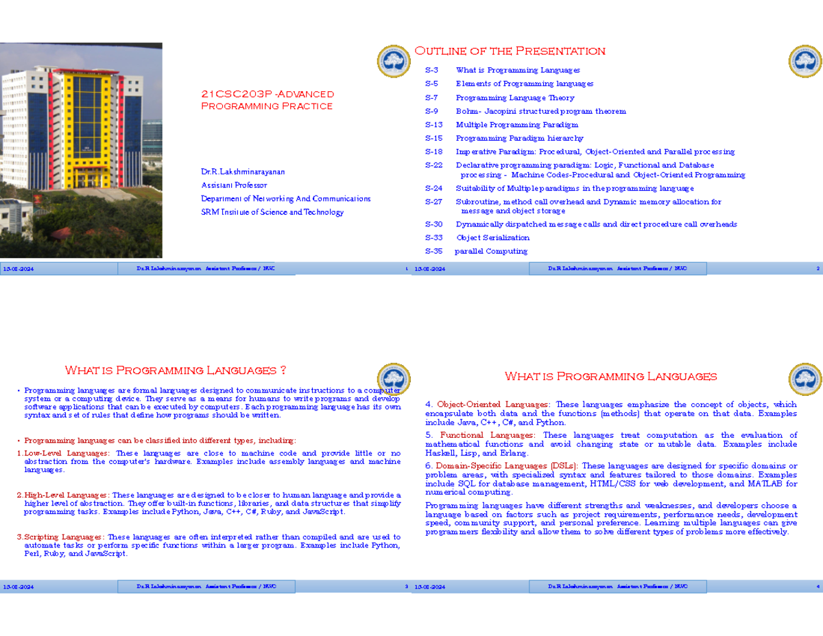 APP UNIT I SRM PPT - poopeeblah - 21CSC203P - Advanced Programming ...