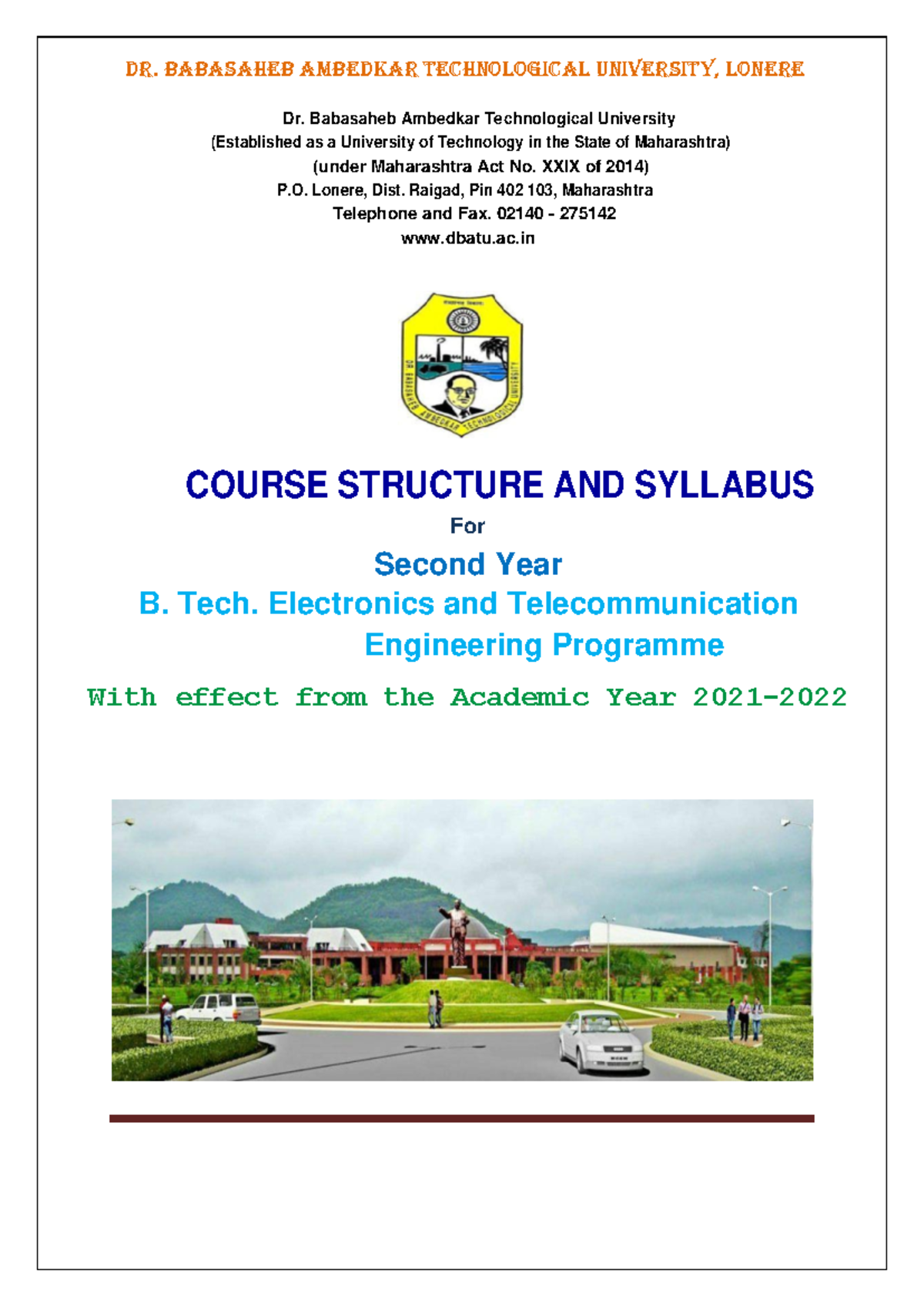 Second Year EXTC Syllabus - DR. BABASAHEB AMBEDKAR TECHNOLOGICAL ...