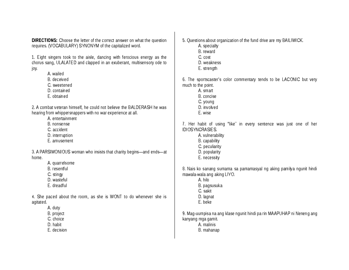 Sample-TEST- Booklet-Test-Proper-Final - DIRECTIONS: Choose the letter ...