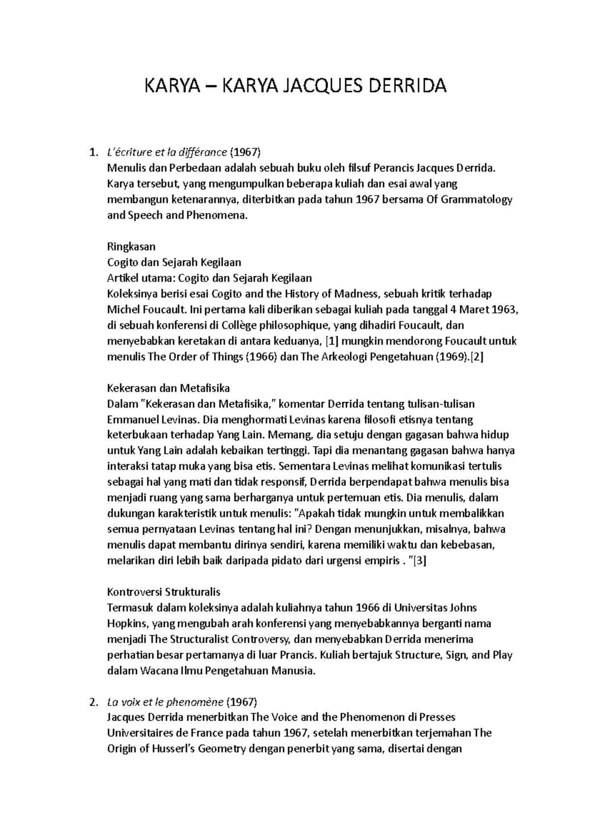 Karya - Karya Jacques Derrida - KARYA – KARYA JACQUES DERRIDA L ...