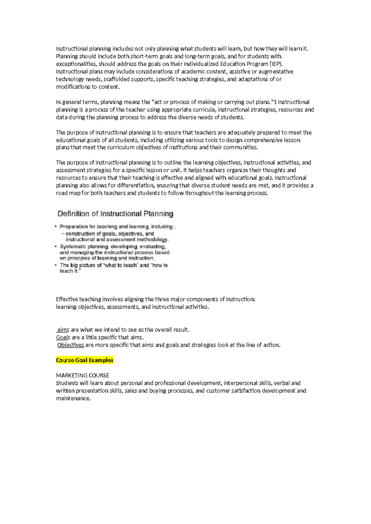 Script - Instructional planning includes not only planning what ...