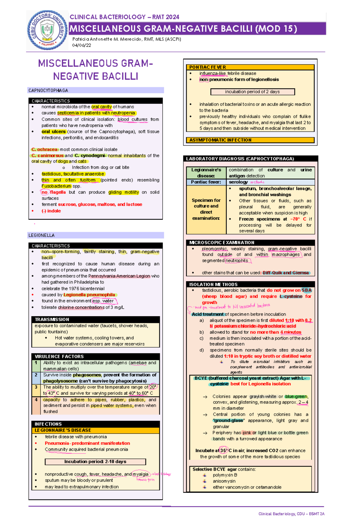 Mod 15 - Miscellaneous Gram-Negative Bacilli - PAGE 1 MISCELLANEOUS ...