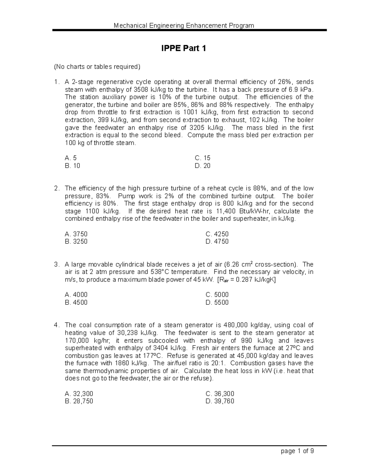 IPPE Part 1 - INDUSTRIAL PLANT PROBLEMS PART 1 - IPPE Part 1 (No charts ...