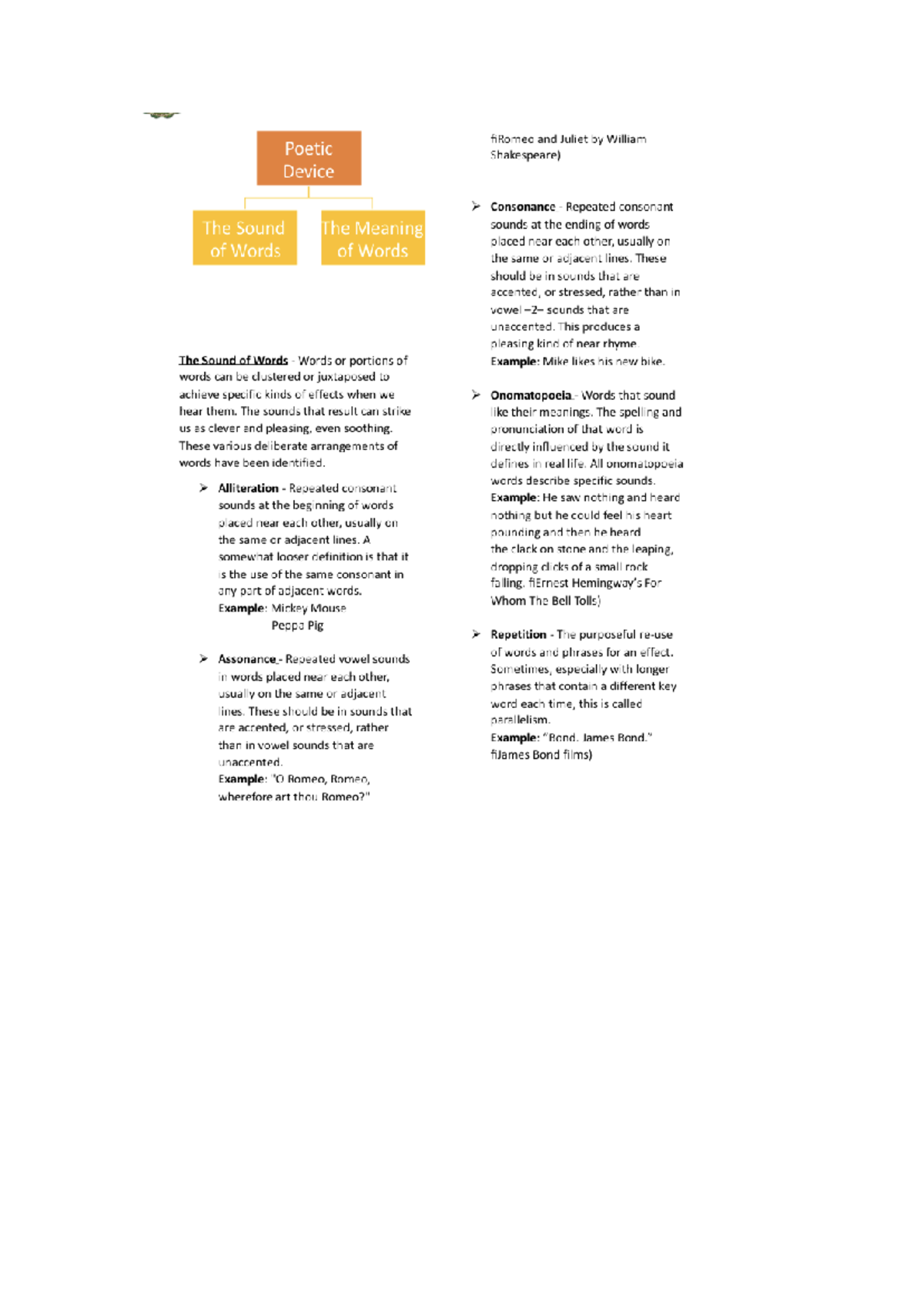 Literature-18 - notes - Poetic Device The Sound of Words The Sound of ...