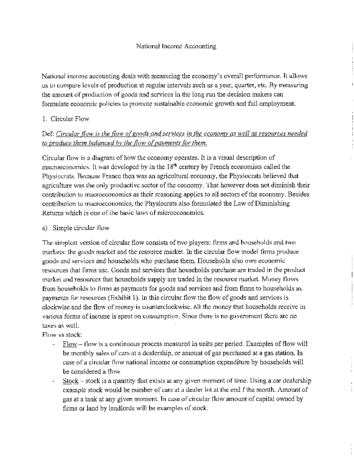 Notes on national income - National Income Accounting National income ...