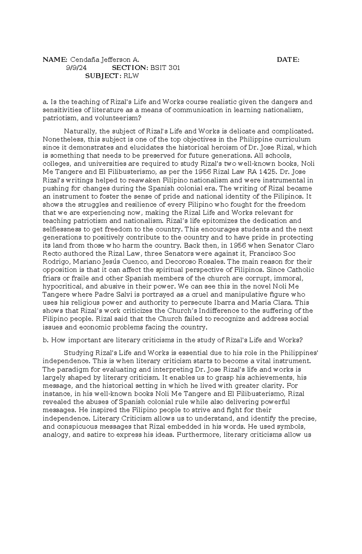 02 Performance Task (Prelim) - ARG - Rizal's Life and Works - Studocu