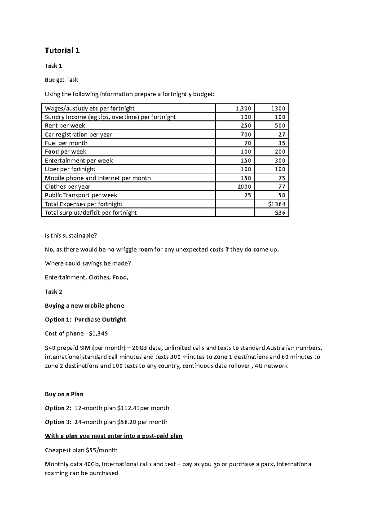 BSB107 Tutorial 1-1 - BSB107 - QUT - Studocu