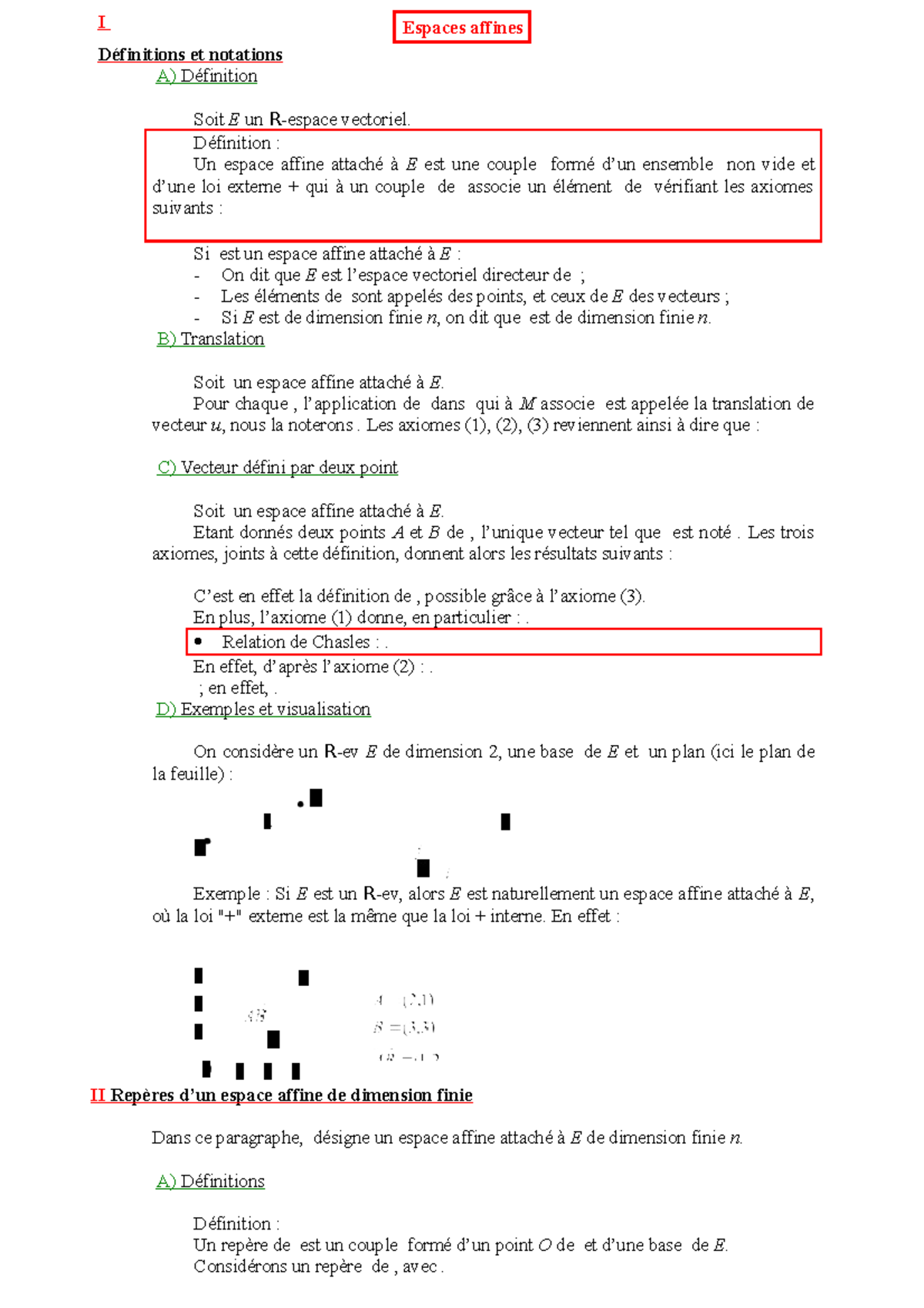 Espaces affines - math - I Définitions et notations A) Définition Soit E un R-espace vectoriel ...