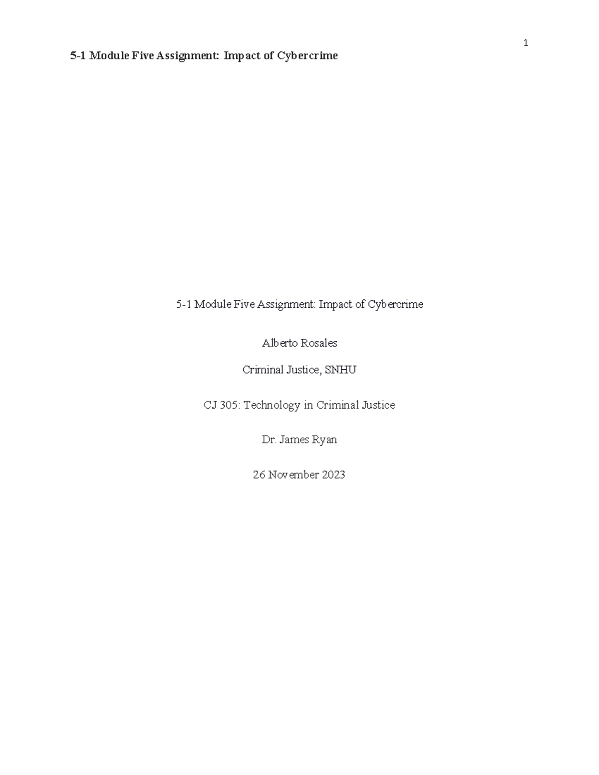 5-1 Module Five Assignment Impact of Cybercrime - James Ryan 26 ...