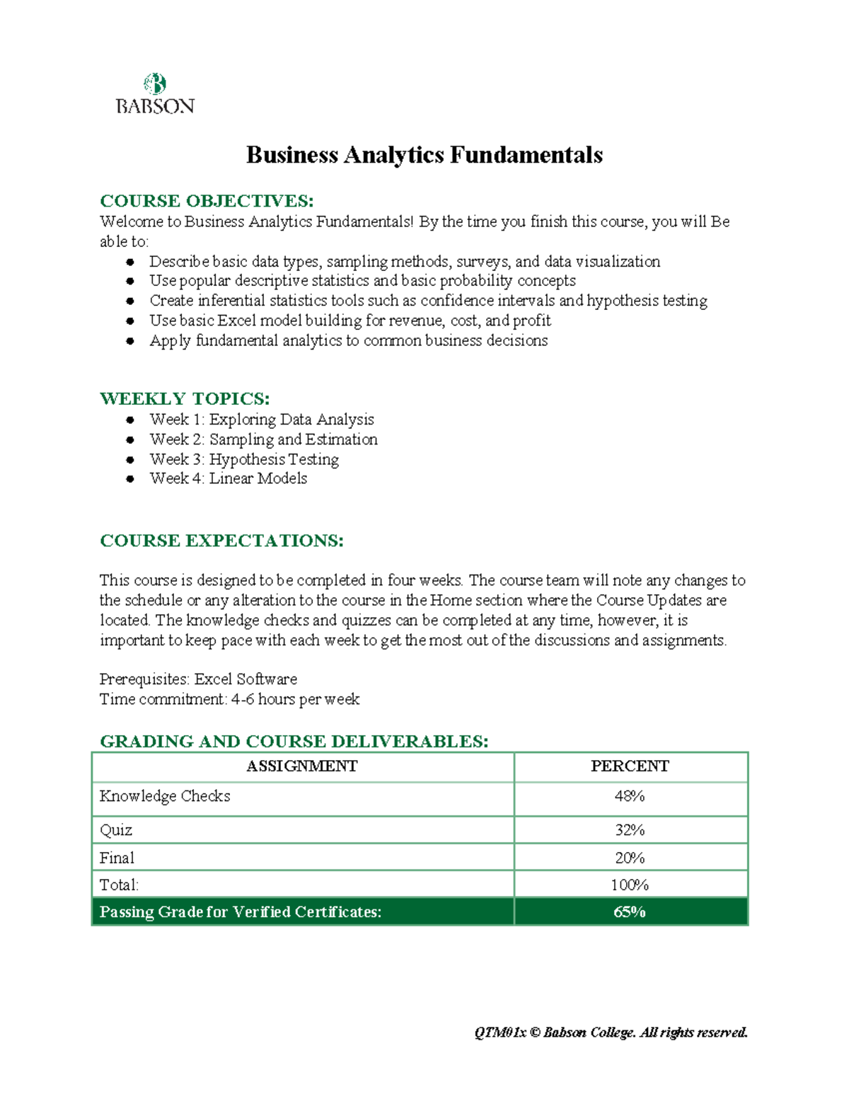 Business Analytics Fundamentals Syllabus - Business Analytics ...