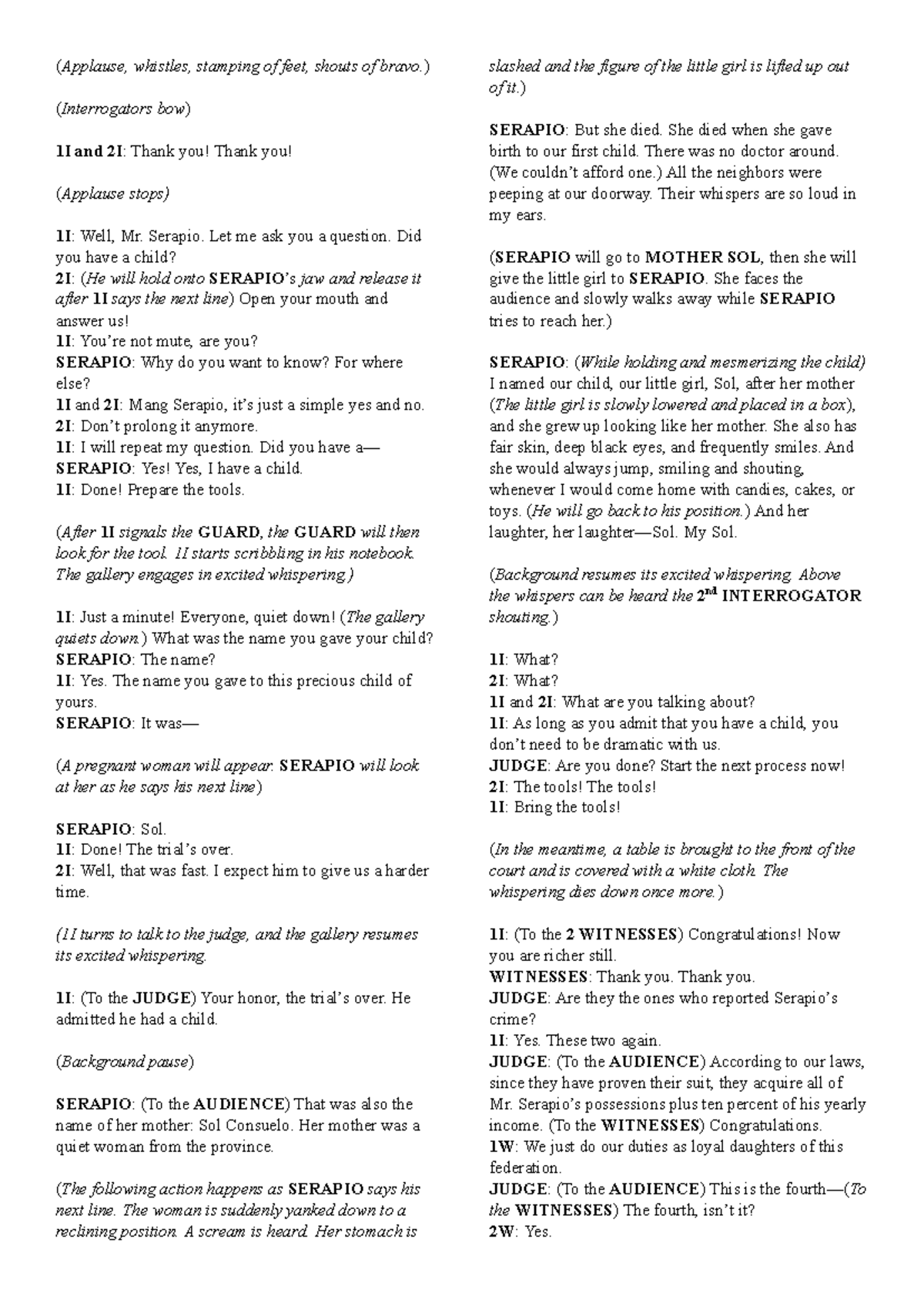 21st-script - scripture - (Applause, whistles, stamping of feet, shouts ...