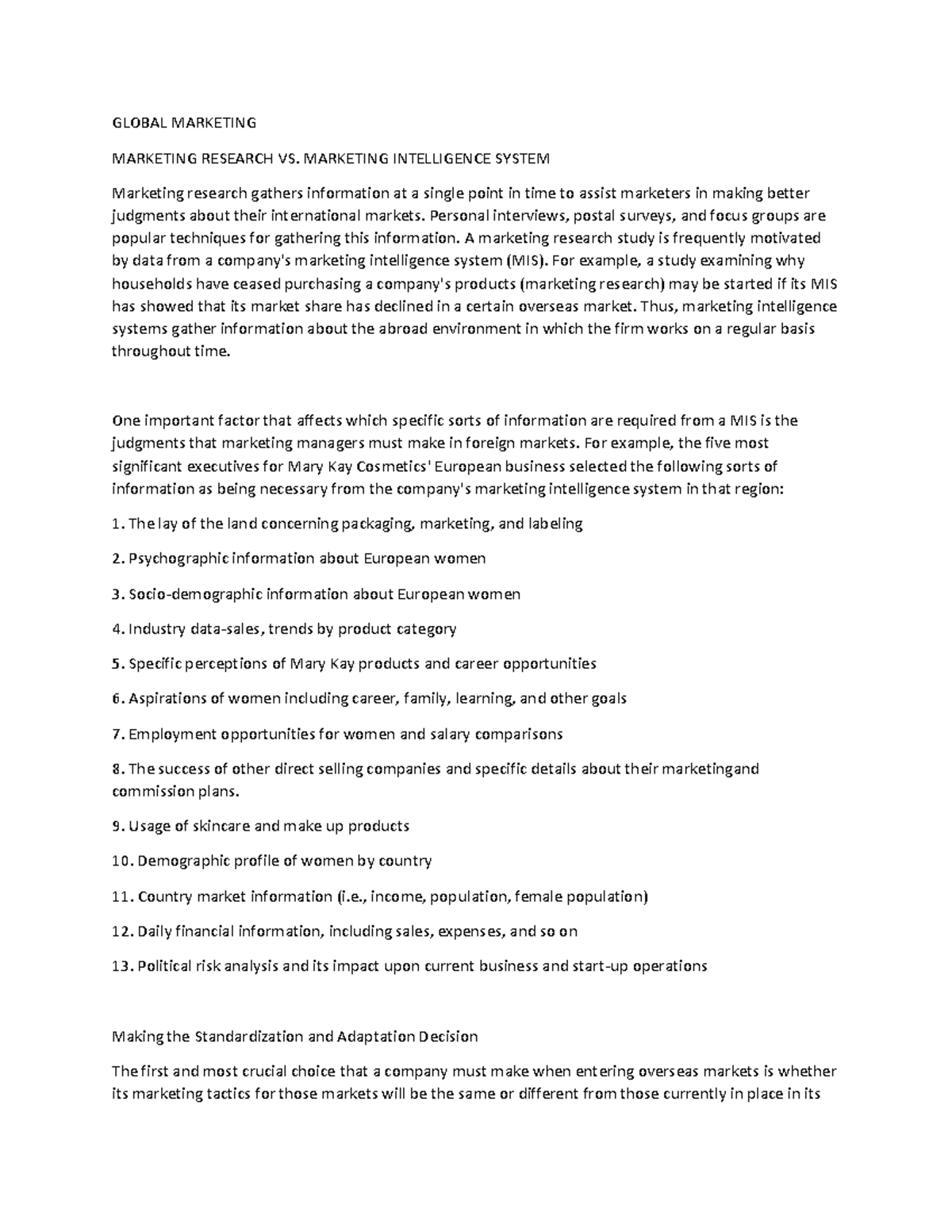 Global Marketing summary of lectures 2020-2021 - GLOBAL MARKETING ...