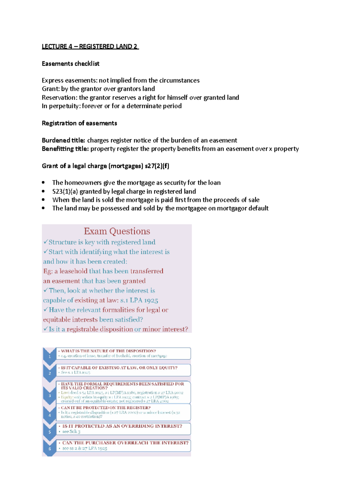Lecture 4 - Registard LAND 2 - LECTURE 4 – REGISTERED LAND 2 Easements ...