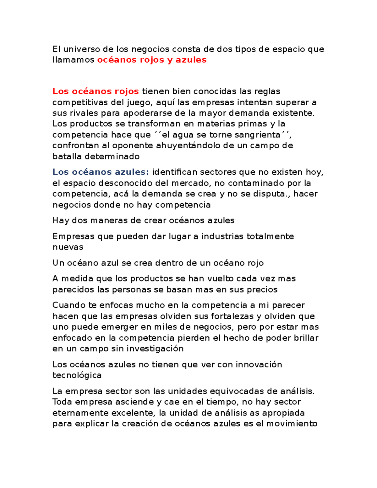 Oceanos azules y rojos management - El universo de los negocios consta ...