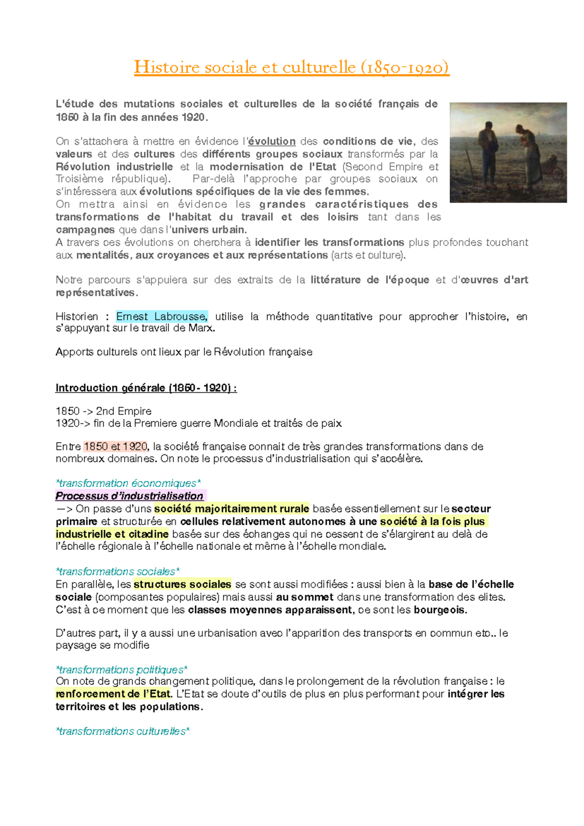 Hist cult 1 - bodin - Histoire sociale et culturelle ( 1850 - 1920 ) L ...