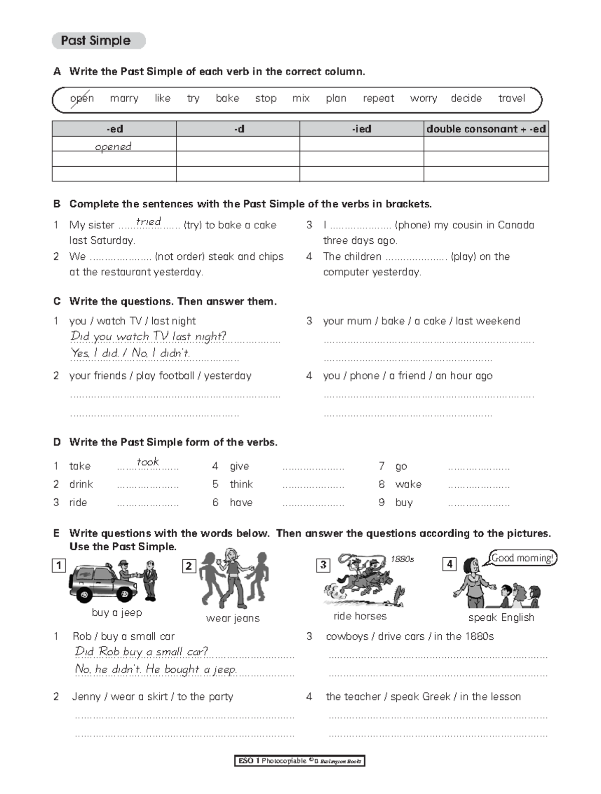 EXC I SEND - PROYECTO - Past Simple A Write the Past Simple of each ...