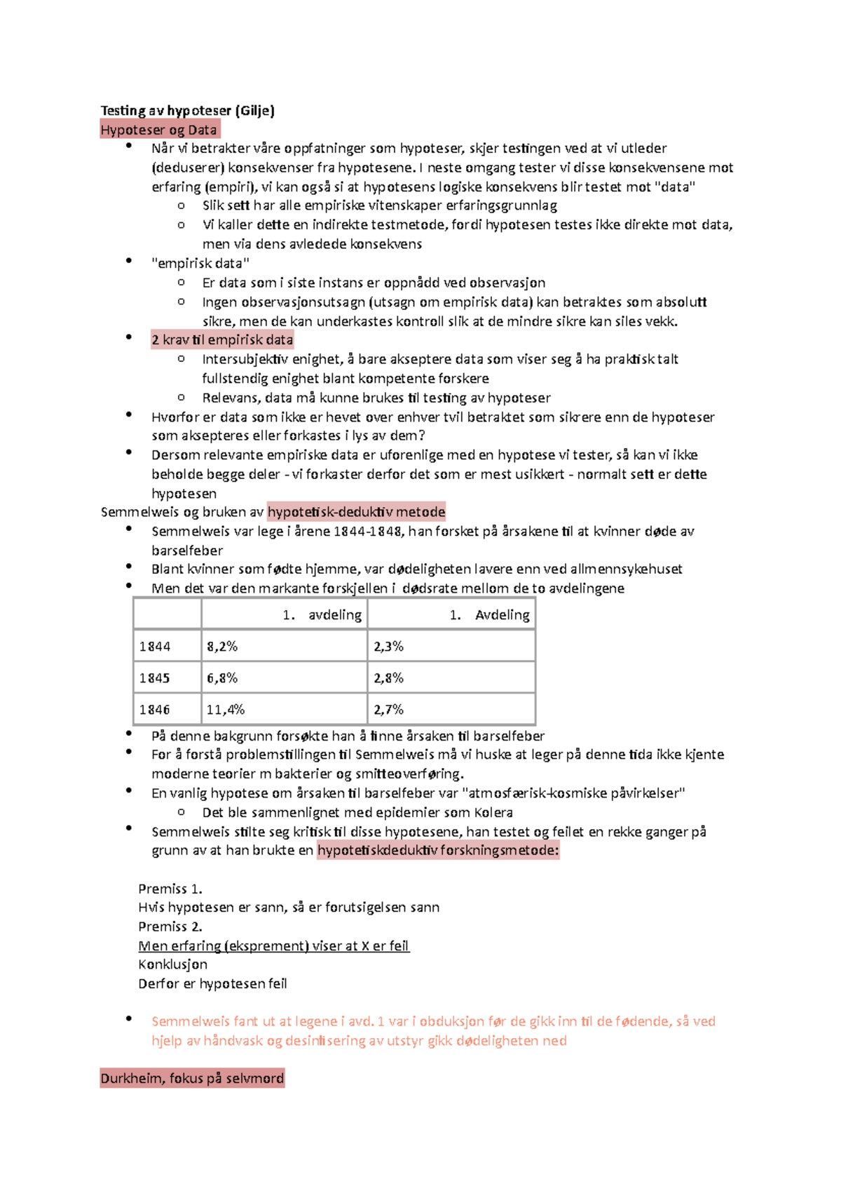 Lesenotater ME-110-01-22H - Testing av hypoteser (Gilje) Hypoteser og ...