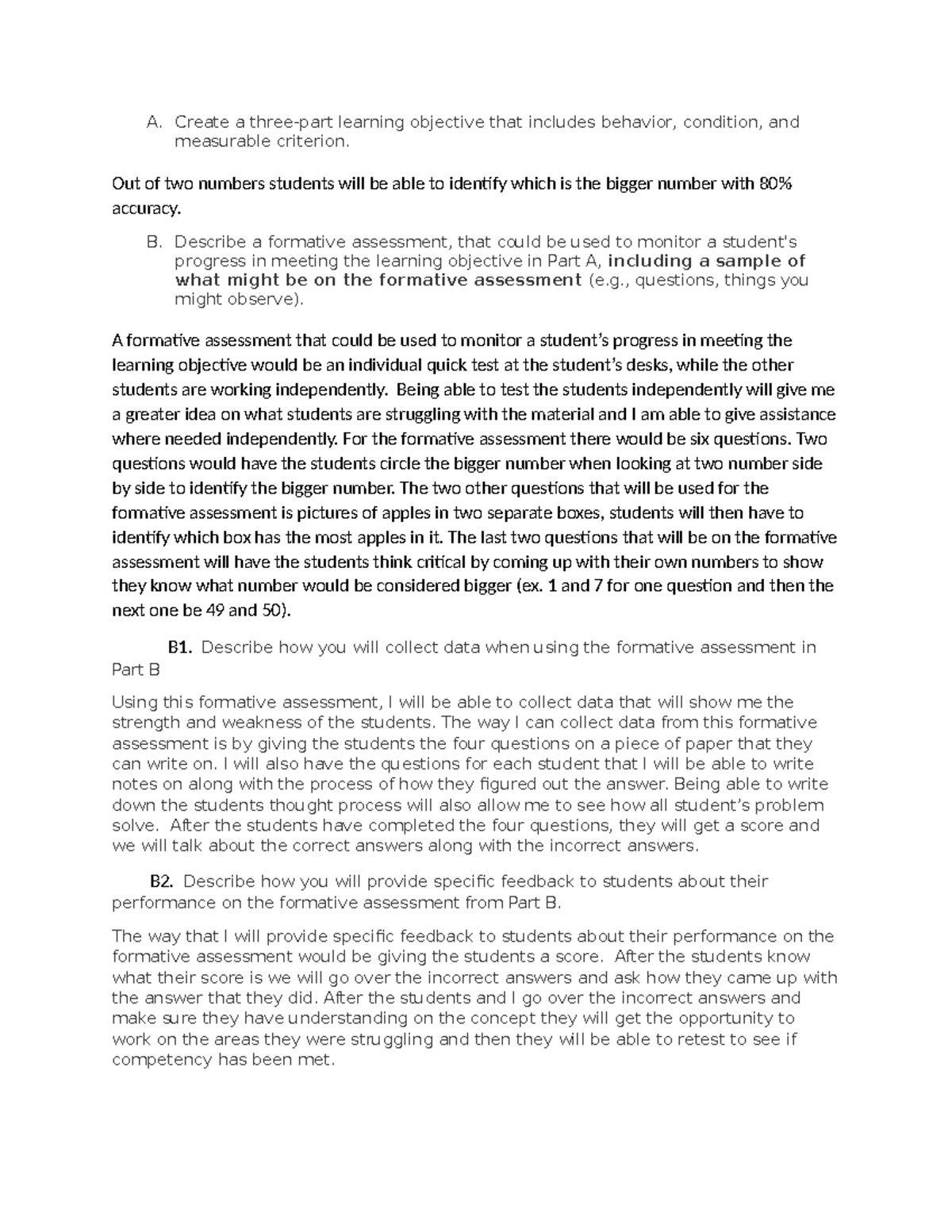 DIM task1 - A. Create a three-part learning objective that includes ...